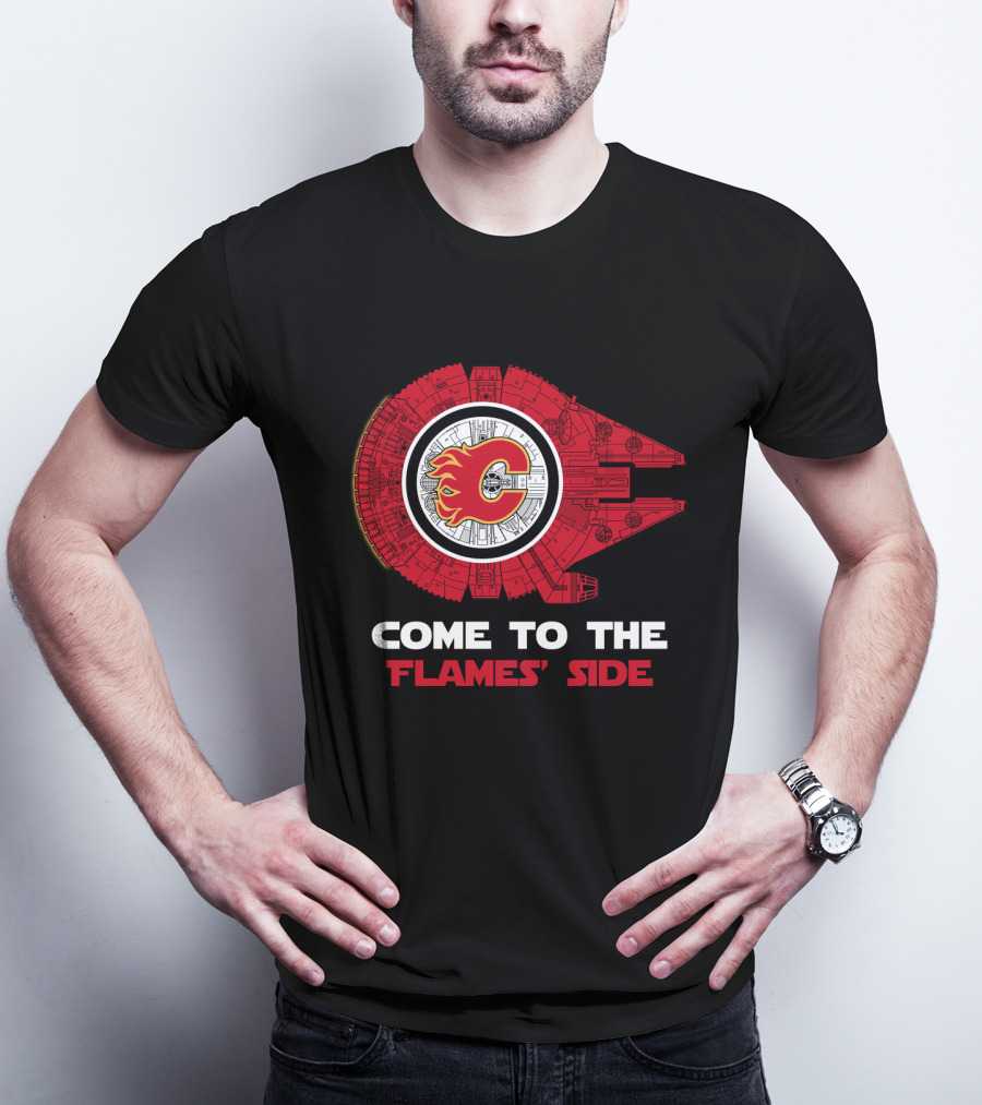 Calgary Flames Come To The Flames' Side Millennium Falcon T-Shirt