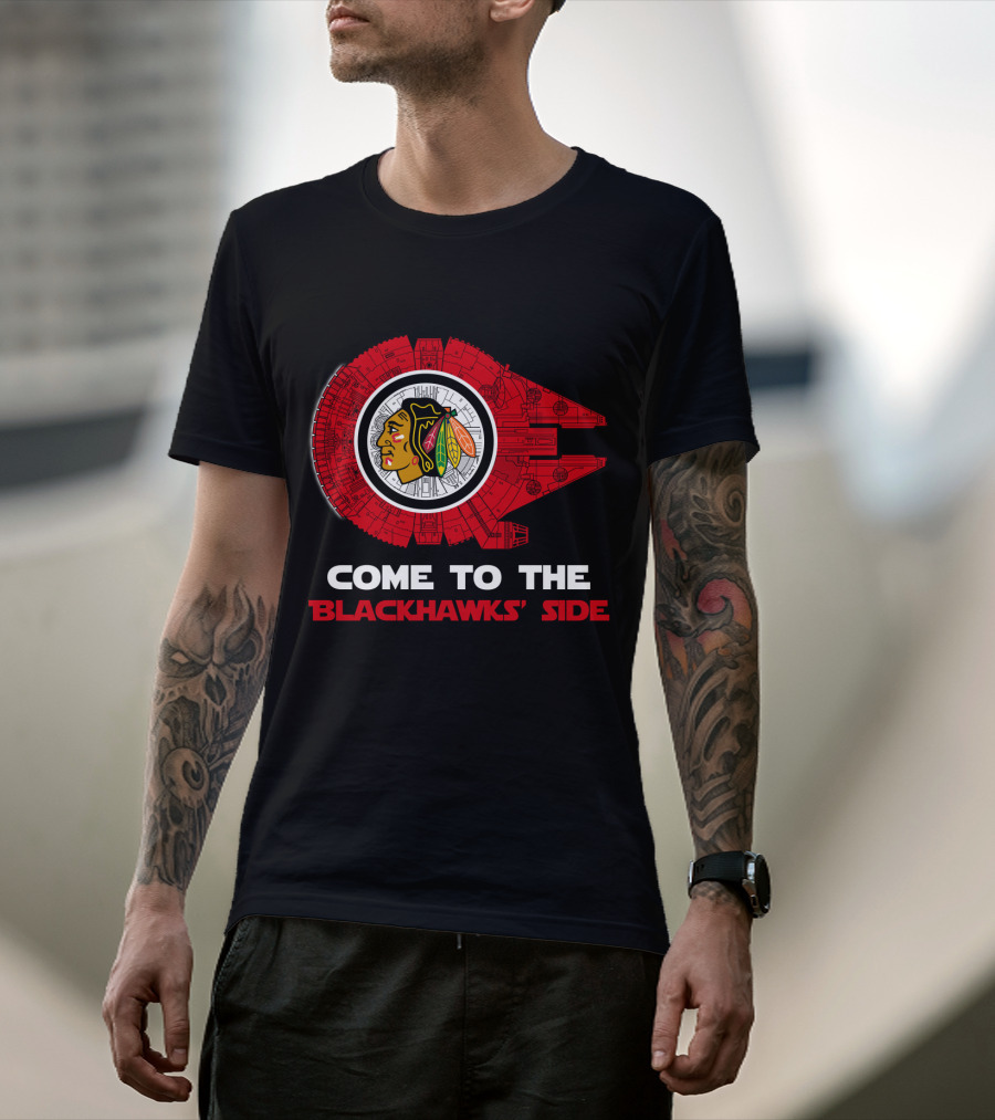 Come To The Blackhawks' Side Millennium Falcon Chicago Blackhawks T-Shirt
