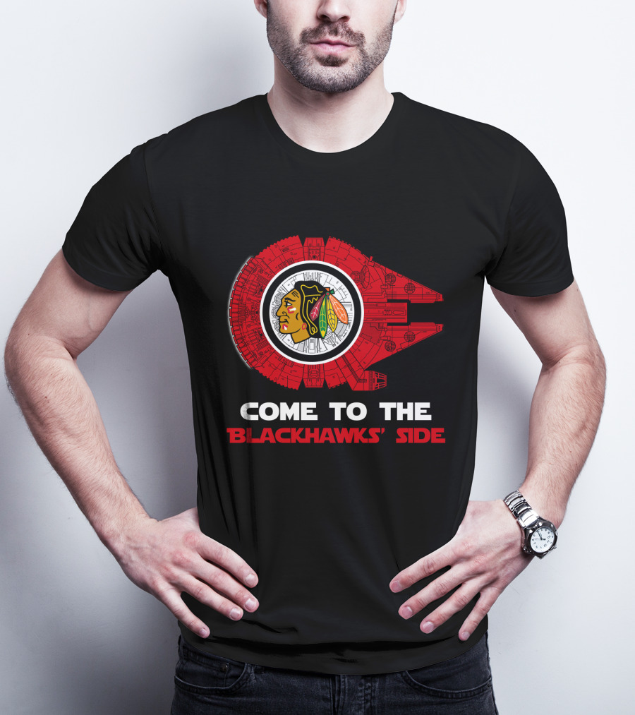 Come To The Blackhawks' Side Millennium Falcon Chicago Blackhawks T-Shirt