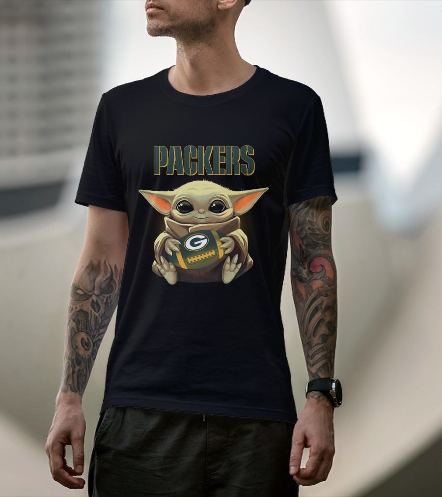 Packers Football Baby Yoda Star Wars Crossover Featuring Green Bay Packers T-Shirt
