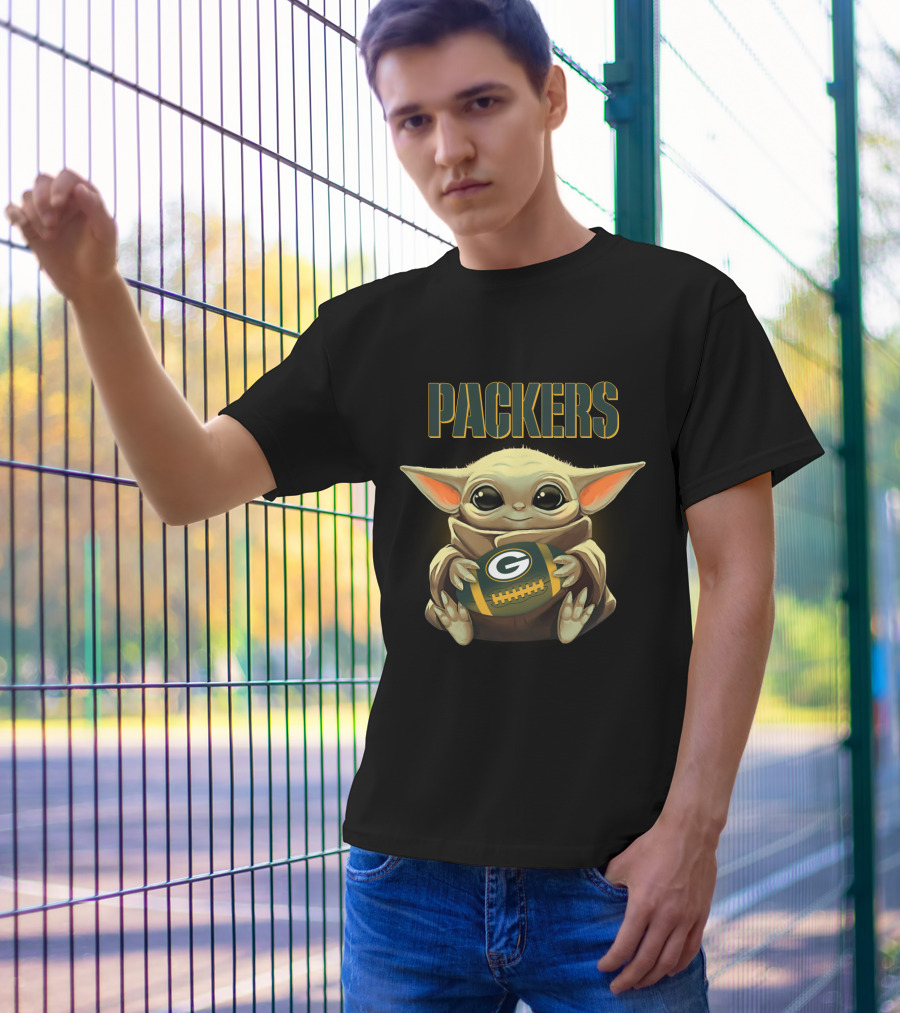 Packers Football Baby Yoda Star Wars Crossover Featuring Green Bay Packers T-Shirt