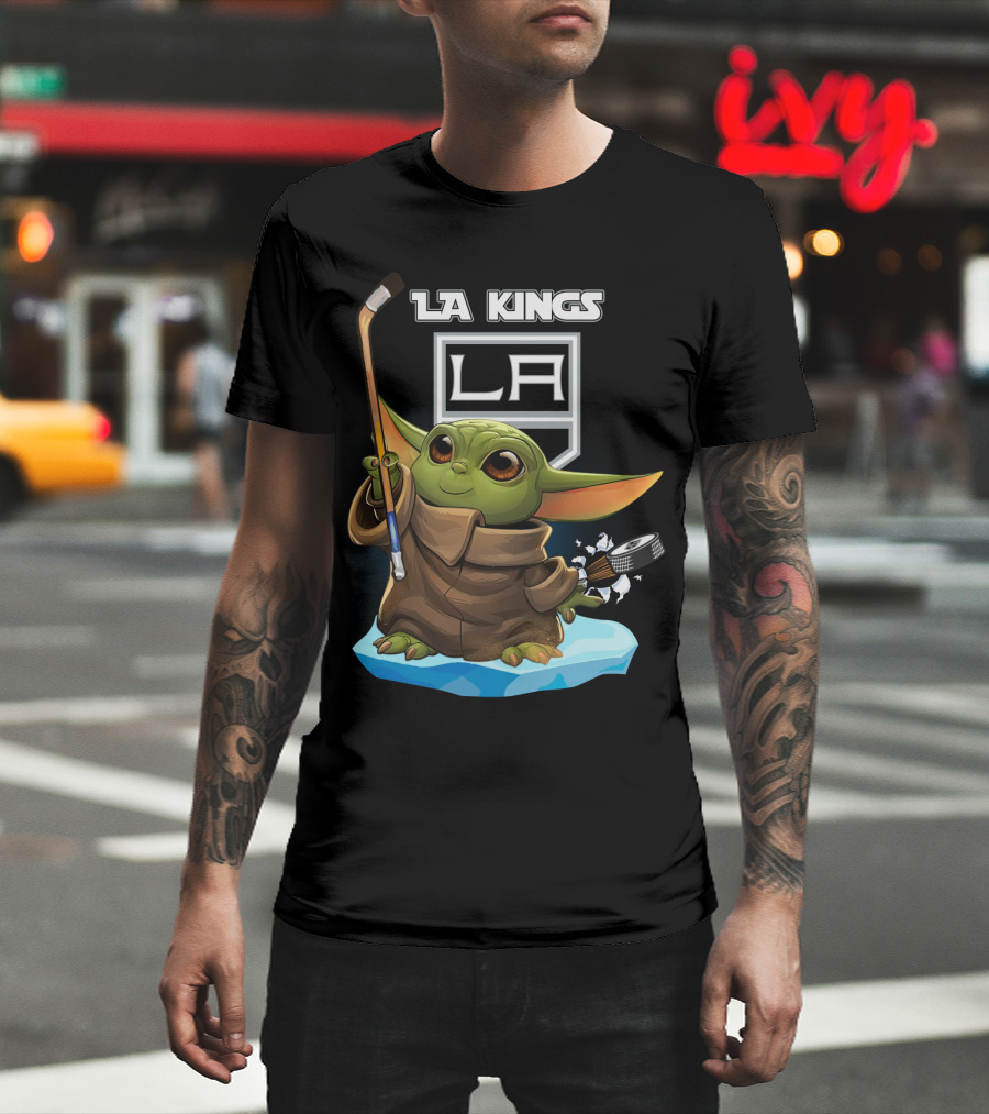 Baby Yoda LA Kings Hockey Team Iconic Crossover T-Shirt