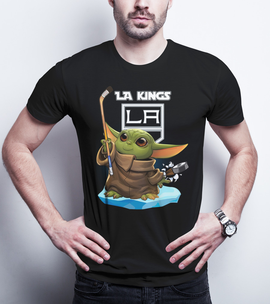 Baby Yoda LA Kings Hockey Team Iconic Crossover T-Shirt