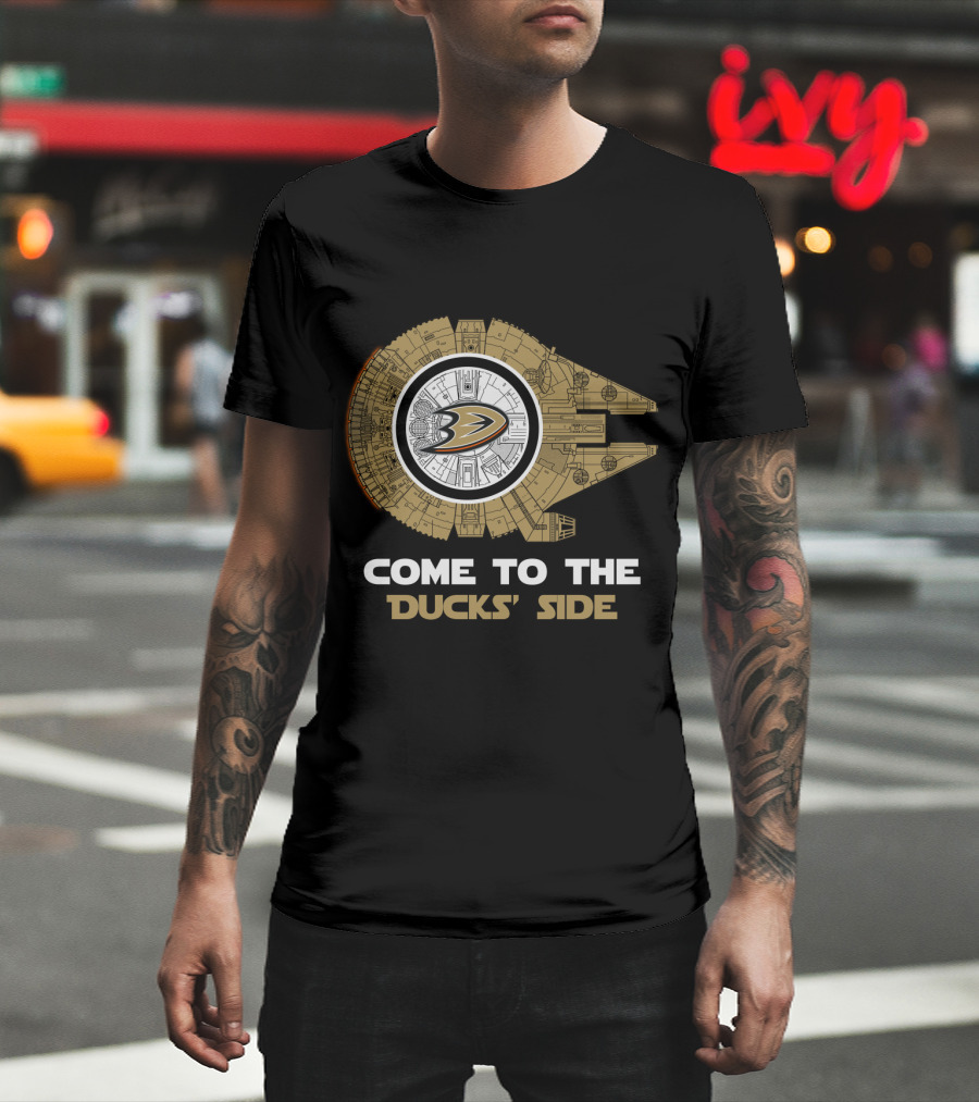 Anaheim Ducks Come To The Ducks' Side Millennium Falcon T-Shirt