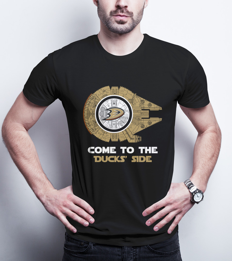 Anaheim Ducks Come To The Ducks' Side Millennium Falcon T-Shirt