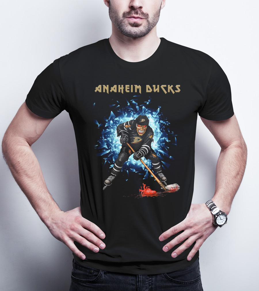 Anaheim Ducks Hockey Skeleton Dynamic Action T-Shirt