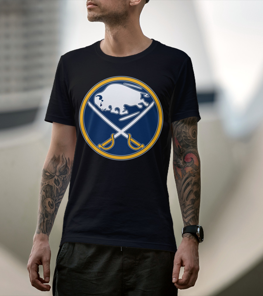 Buffalo Sabres Nhl Team Logo White Buffalo And Crossed Sabres T-Shirt