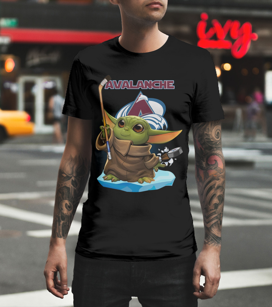 Baby Yoda Colorado Avalanche Hockey Jedi T-Shirt