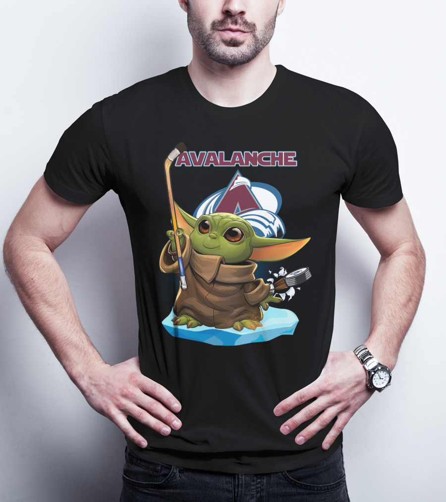 Baby Yoda Colorado Avalanche Hockey Jedi T-Shirt
