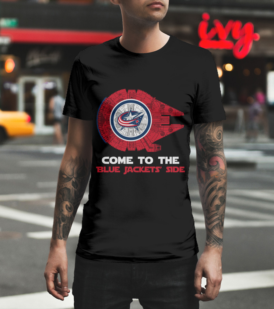 Columbus Blue Jackets Come To The Blue Jackets' Side Millennium Falcon T-Shirt