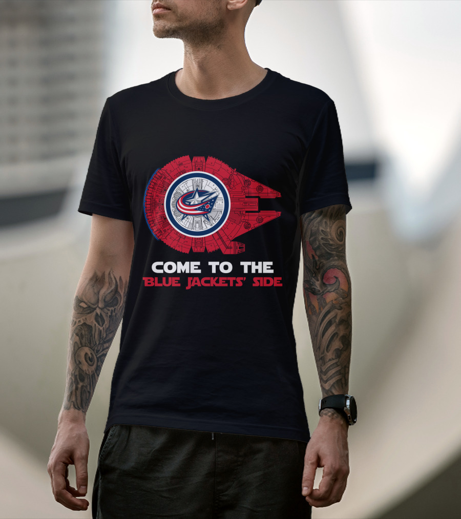 Columbus Blue Jackets Come To The Blue Jackets' Side Millennium Falcon T-Shirt