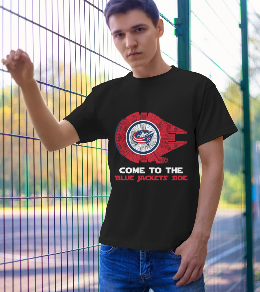 Columbus Blue Jackets Come To The Blue Jackets' Side Millennium Falcon T-Shirt