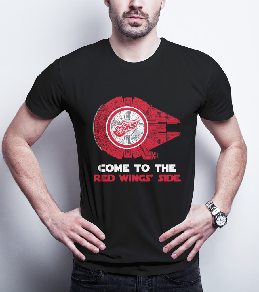 Come To The Red Wings' Side Detroit Red Wings Millennium Falcon T-Shirt