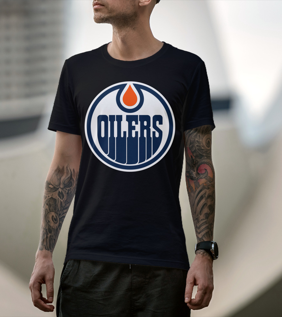 Edmonton Oilers Nhl Team Logo With Classic Oil Drop Symbol T-Shirt