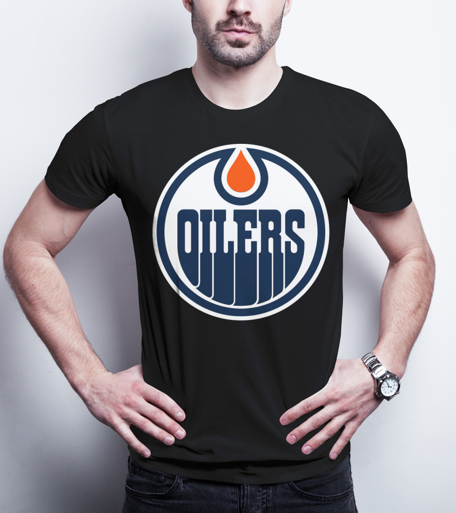 Edmonton Oilers Nhl Team Logo With Classic Oil Drop Symbol T-Shirt