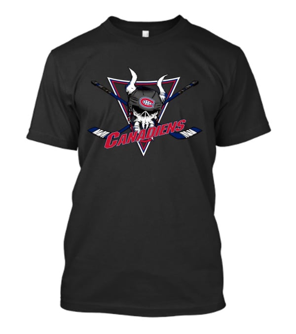 Montreal Canadiens Hockey Skull Crossed Sticks T-Shirt