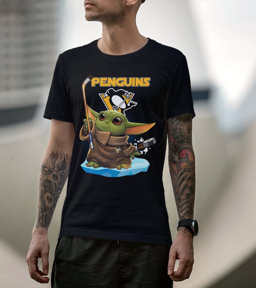 Baby Yoda Penguins Pittsburgh Hockey T-Shirt