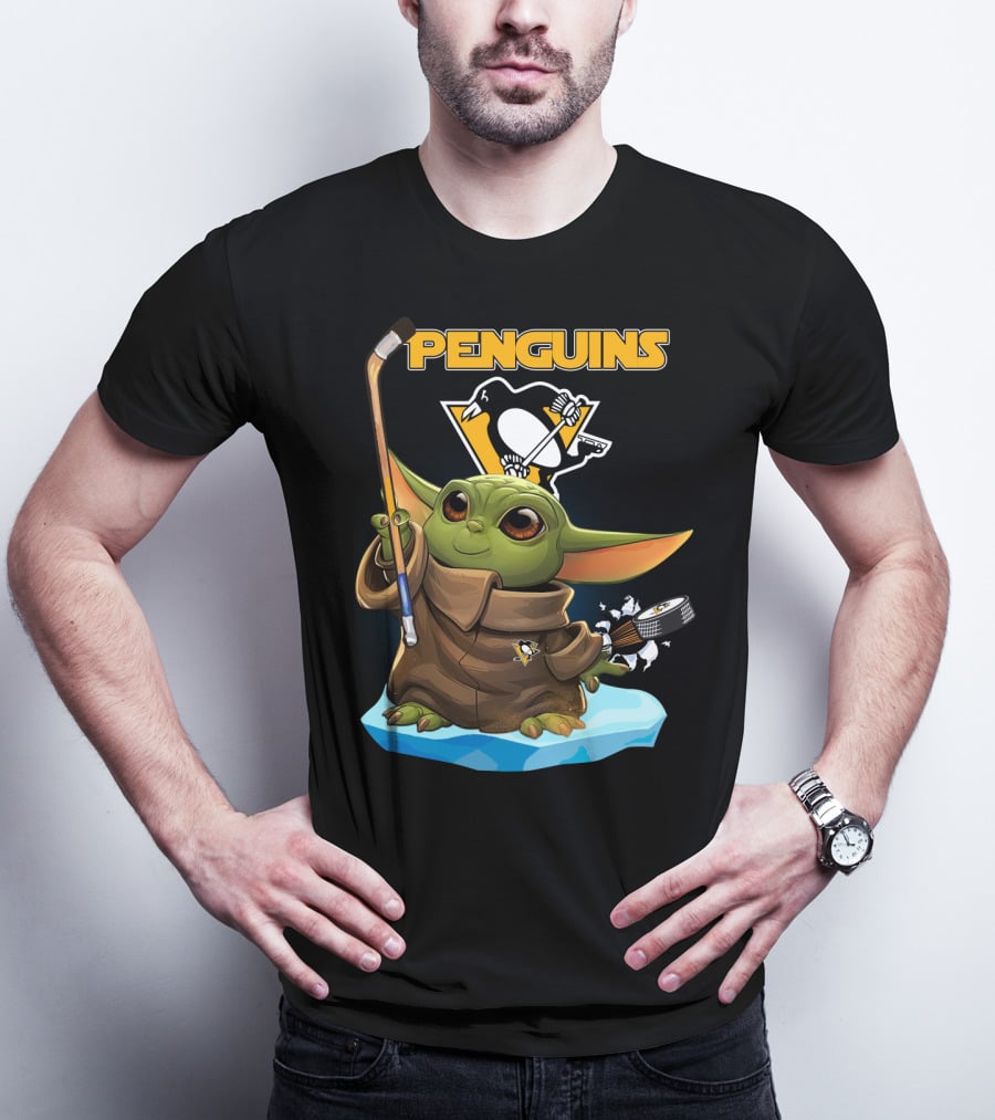 Baby Yoda Penguins Pittsburgh Hockey T-Shirt