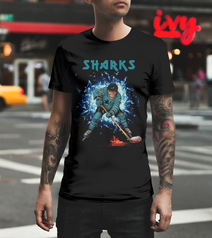 San Jose Sharks Hockey Player With Fiery Impact T-Shirt