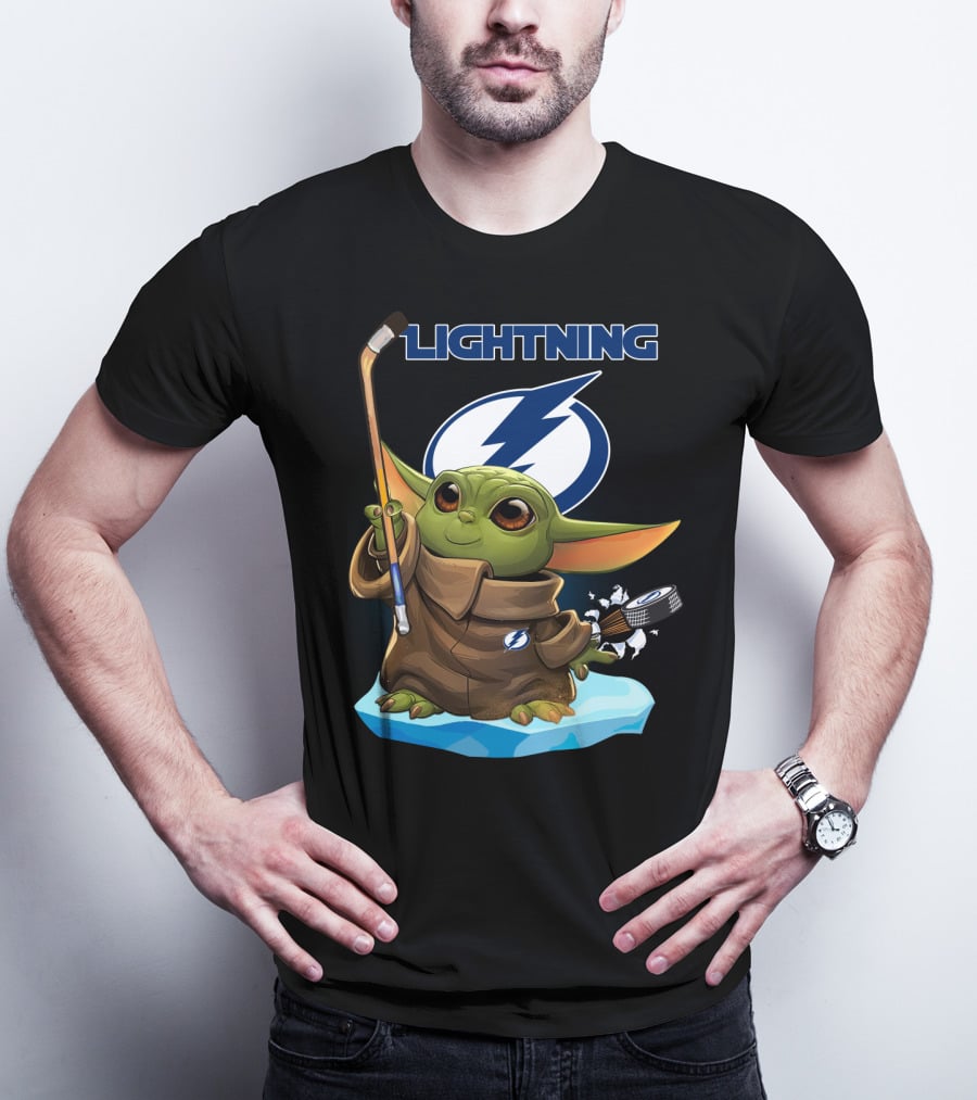 Baby Yoda Hockey Tampa Bay Lightning NHL Puck And Stick T-Shirt