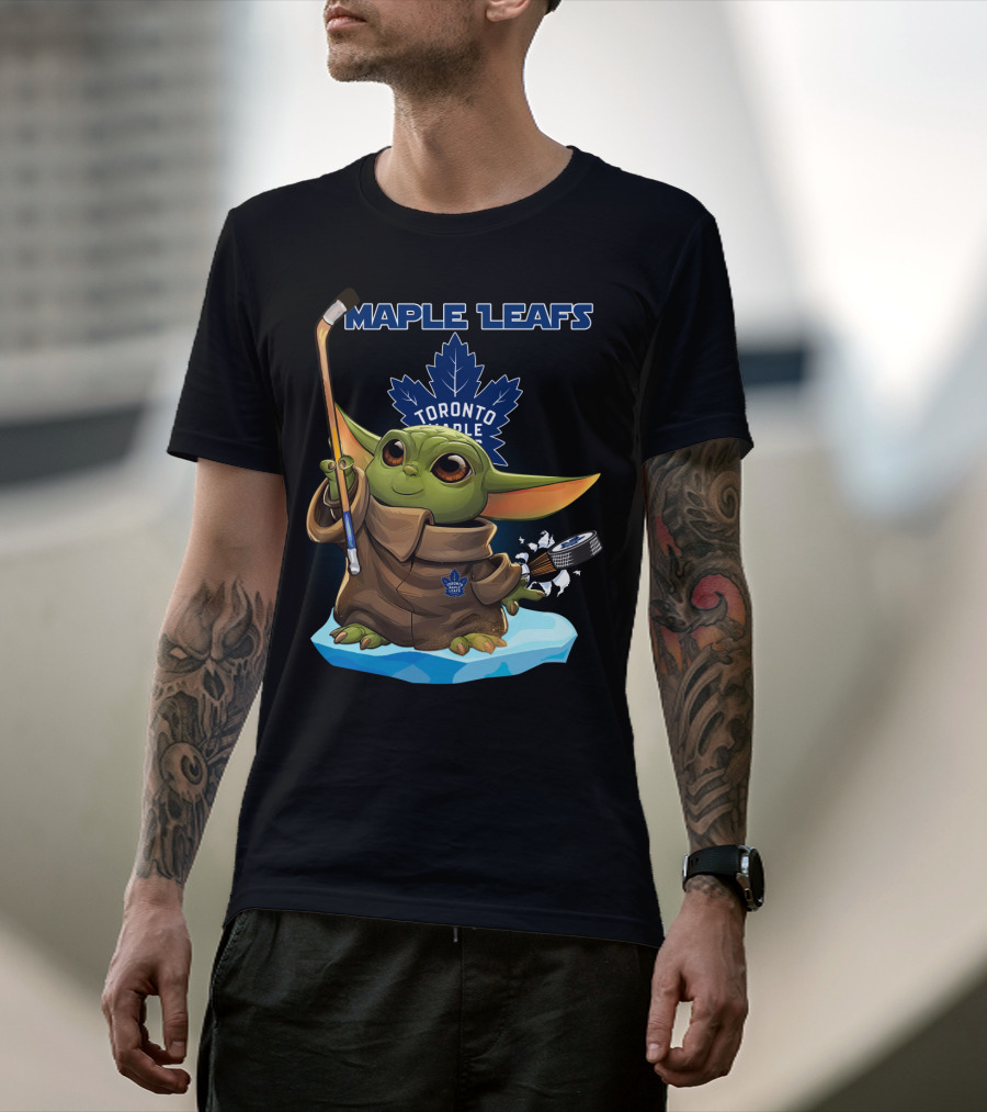 Baby Yoda Toronto Maple Leafs Hockey Star Wars Crossover T-Shirt