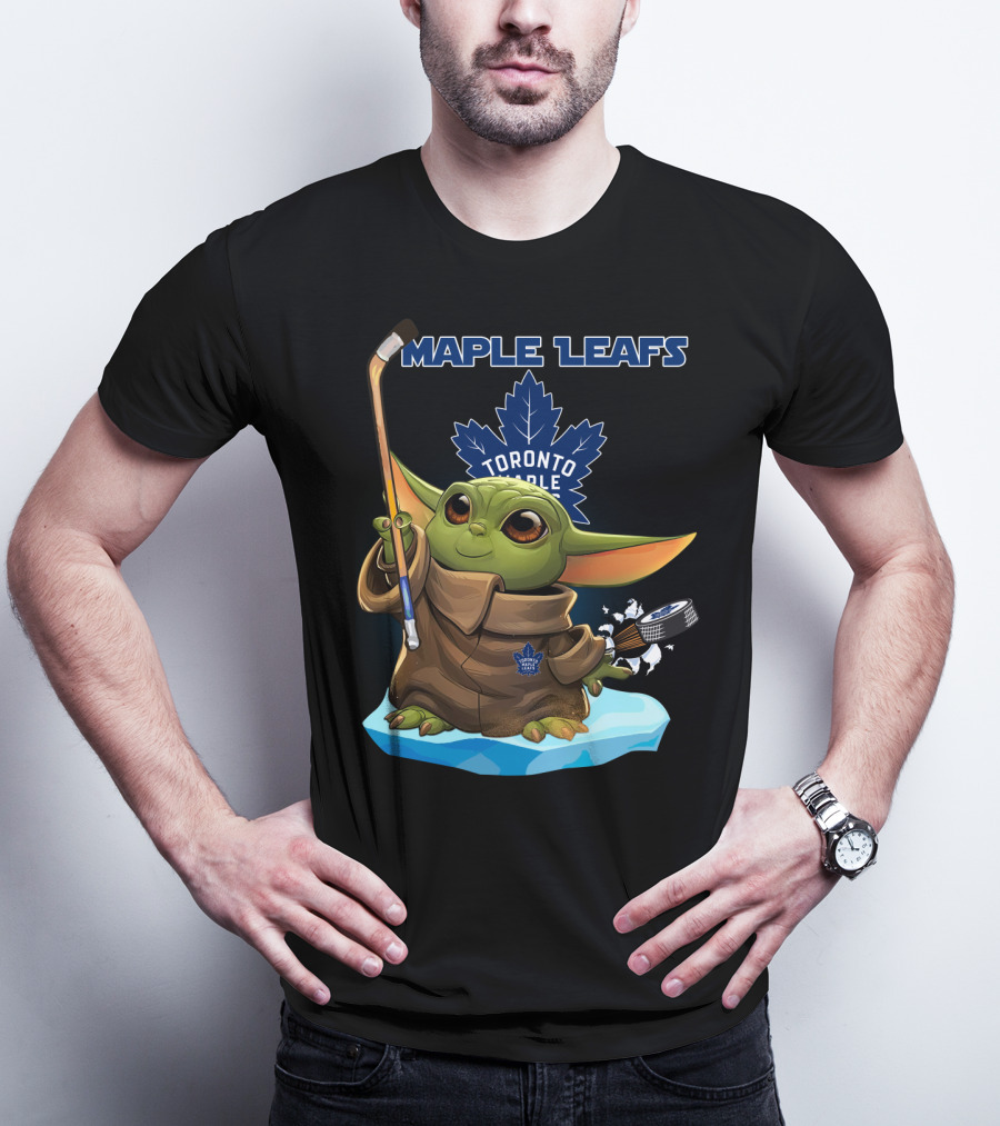 Baby Yoda Toronto Maple Leafs Hockey Star Wars Crossover T-Shirt