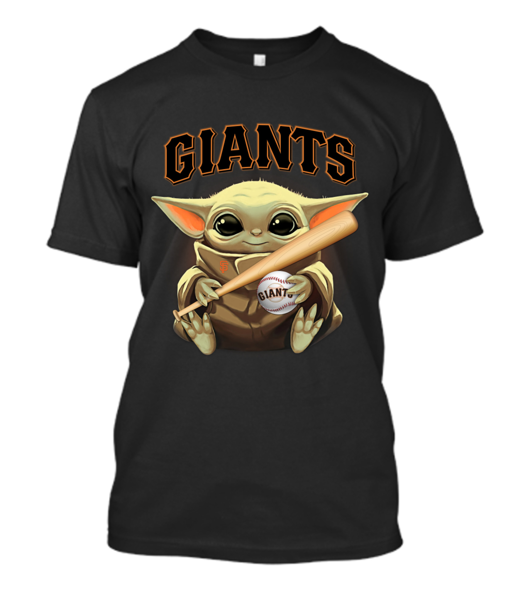 San Francisco Giants Baby Yoda With Baseball And Bat T-Shirt