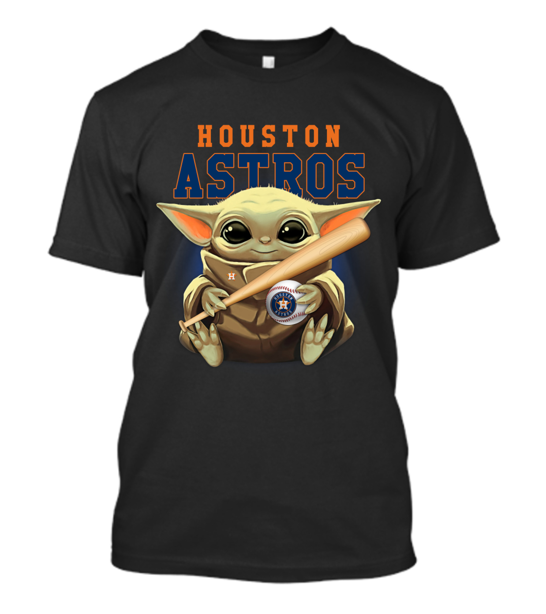 Houston Astros Baby Yoda Baseball Bat Holding T-Shirt