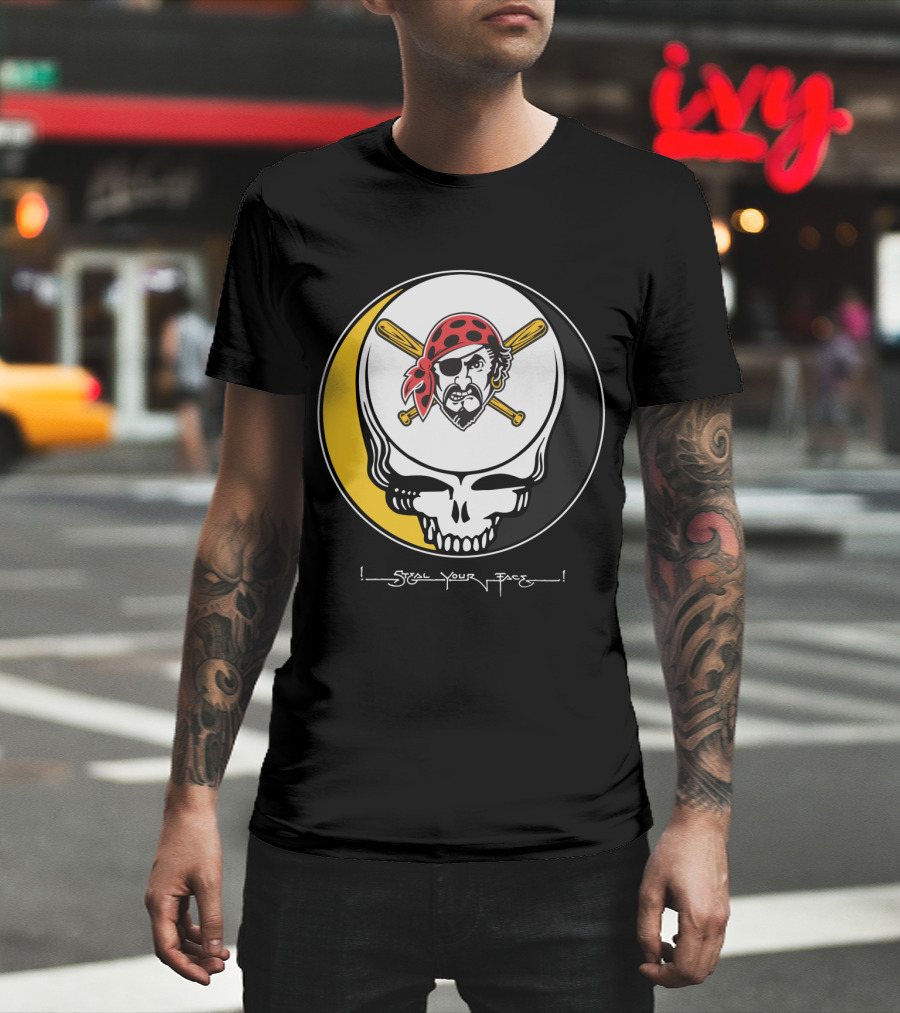Grateful Dead Steal Your Face Pittsburgh Pirates Skull T-Shirt
