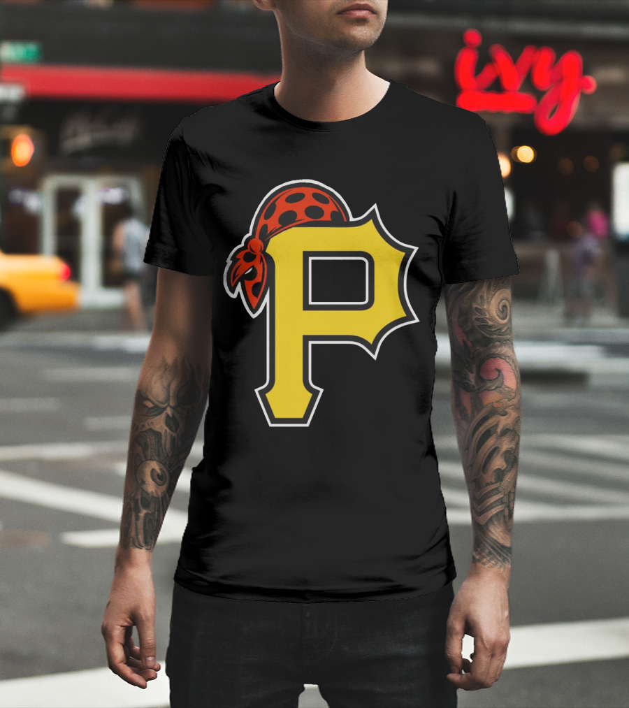 Pittsburgh Pirates Logo With Pirate Hat And Yellow P T-Shirt