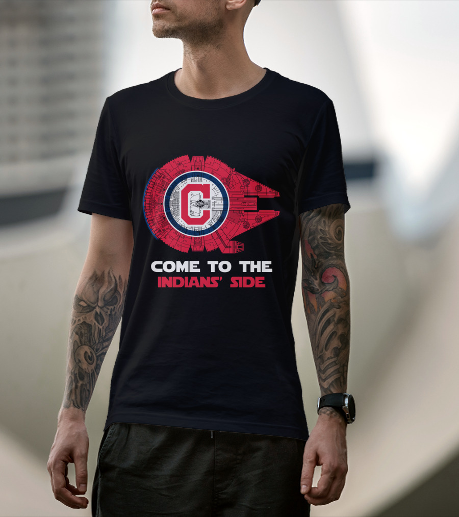Come To The Indians' Side Millennium Falcon Crossover T-Shirt