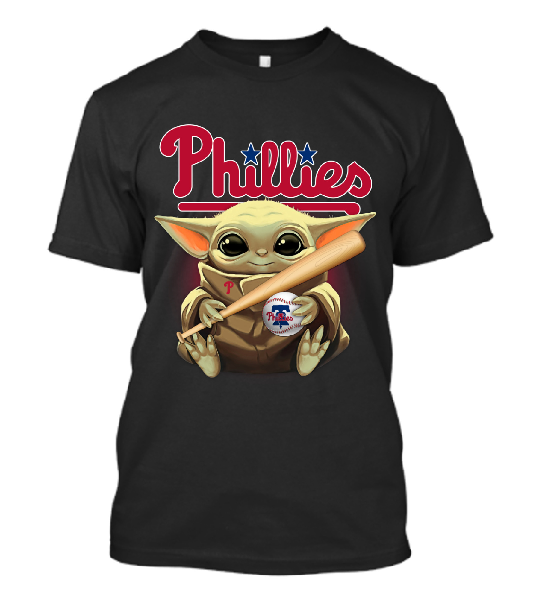 Phillies Baby Yoda With Bat And Baseball T-Shirt