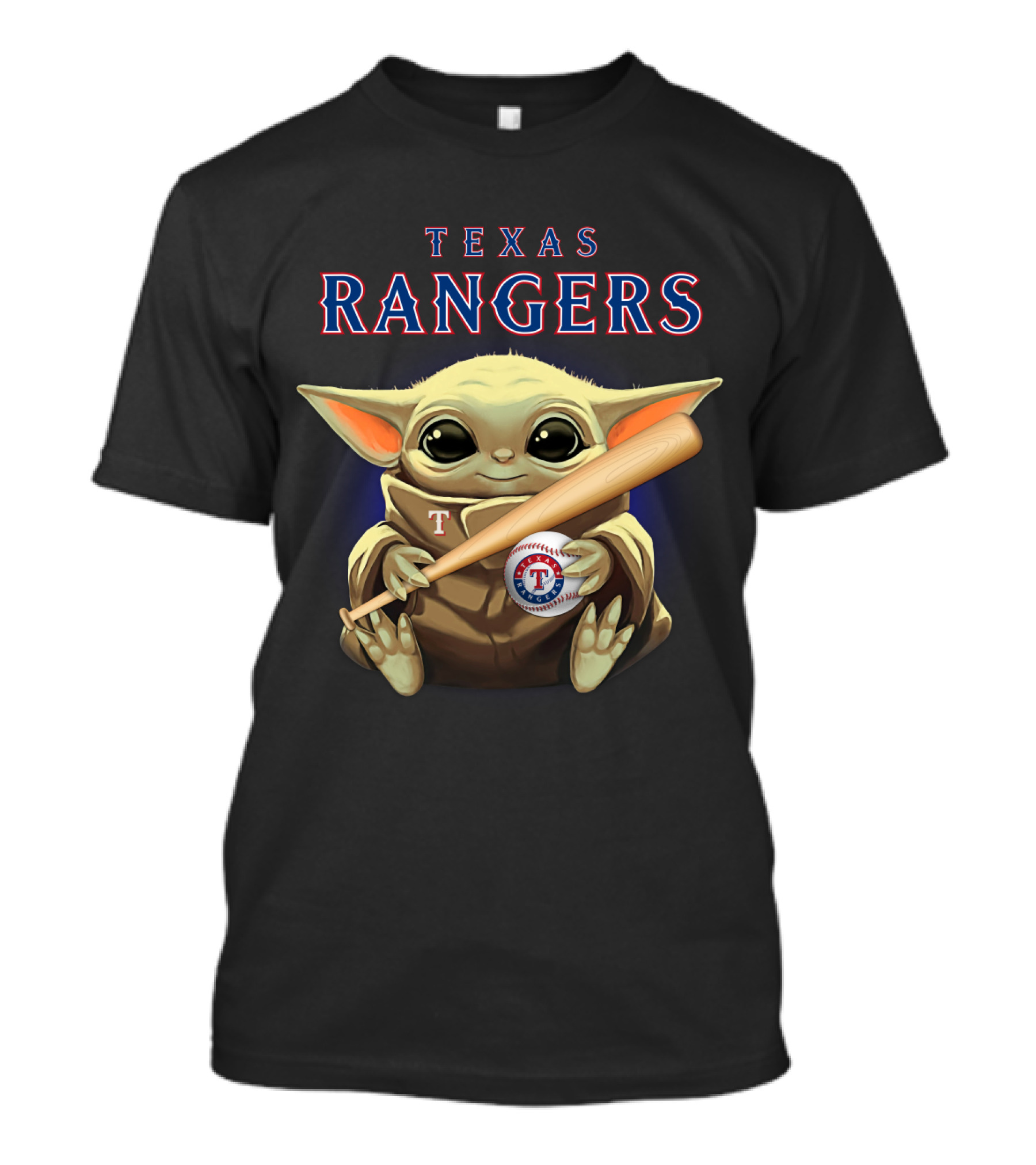 Texas Rangers Baseball Cute Green Alien With Bat And Ball T-Shirt