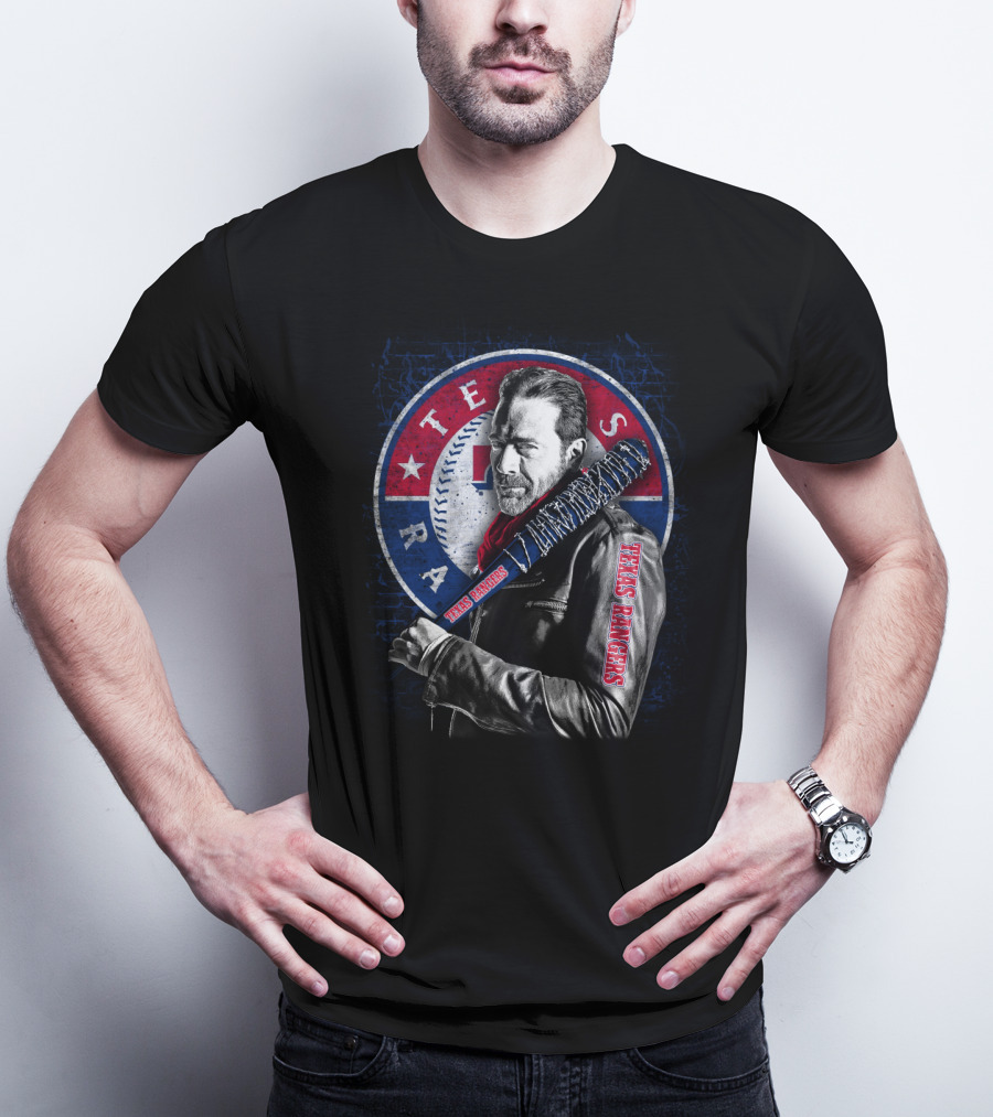 Texas Rangers Baseball Fan Art With Baseball Bat And Jacket T-Shirt