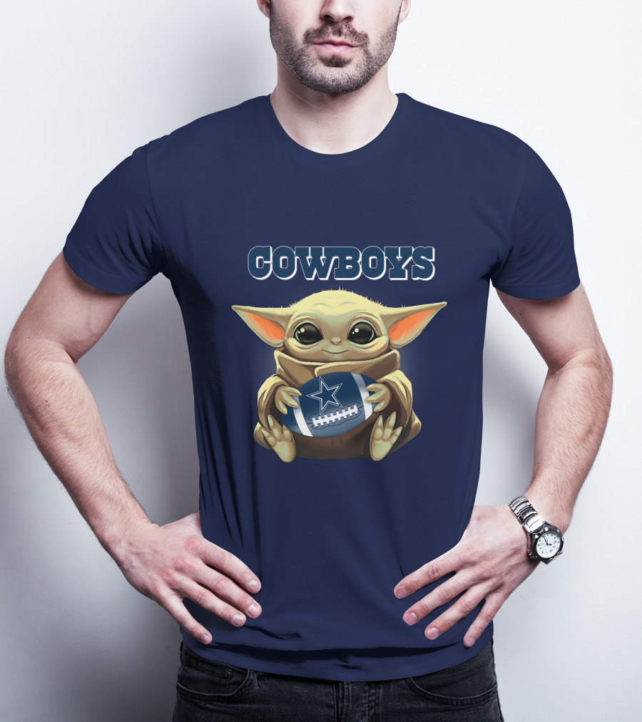 Cowboys Baby Yoda Holding Dallas Cowboys Football T-Shirt