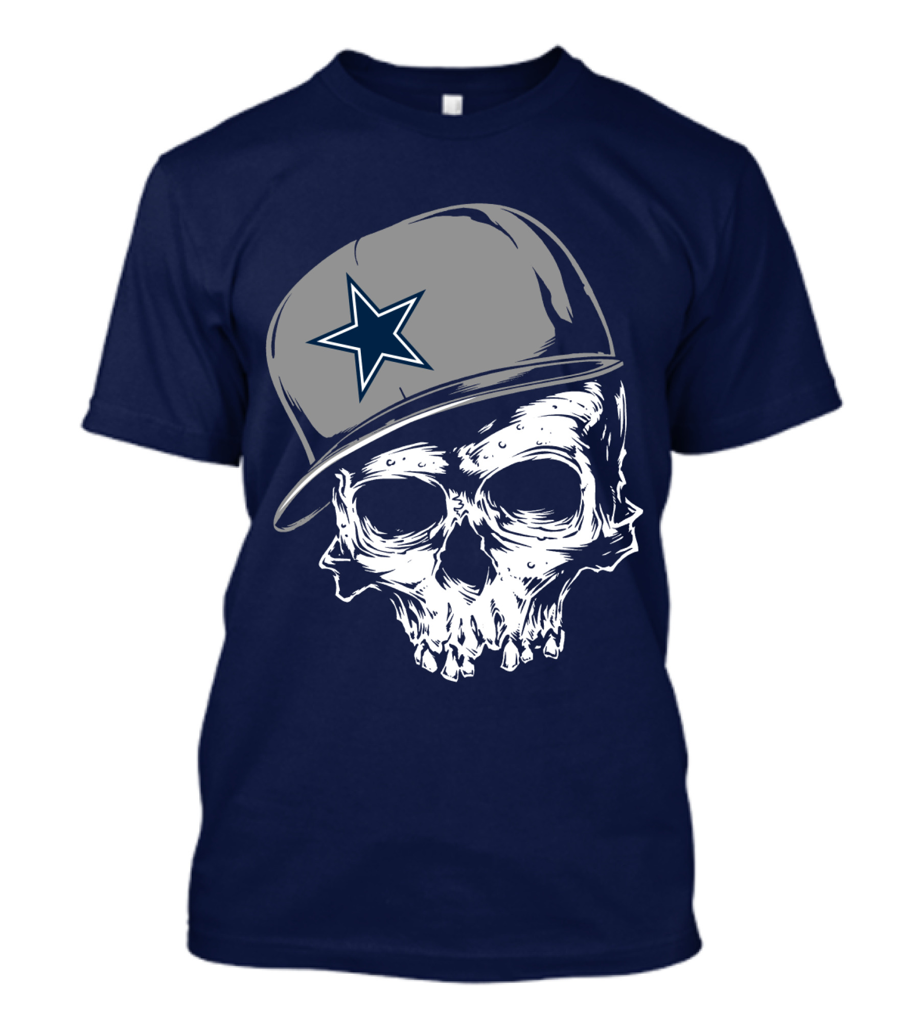 Dallas Cowboys Skull With Star Emblem Cap T-Shirt