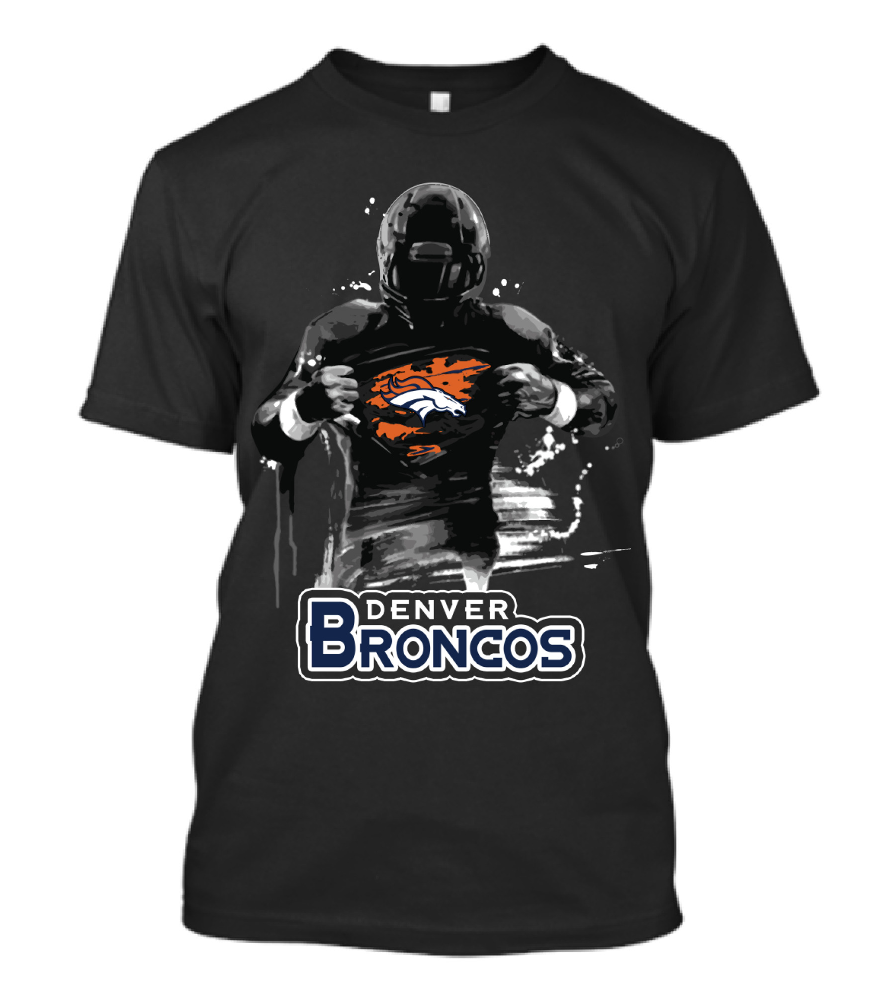 Denver Broncos Football Player Logo Splash Effect T-Shirt