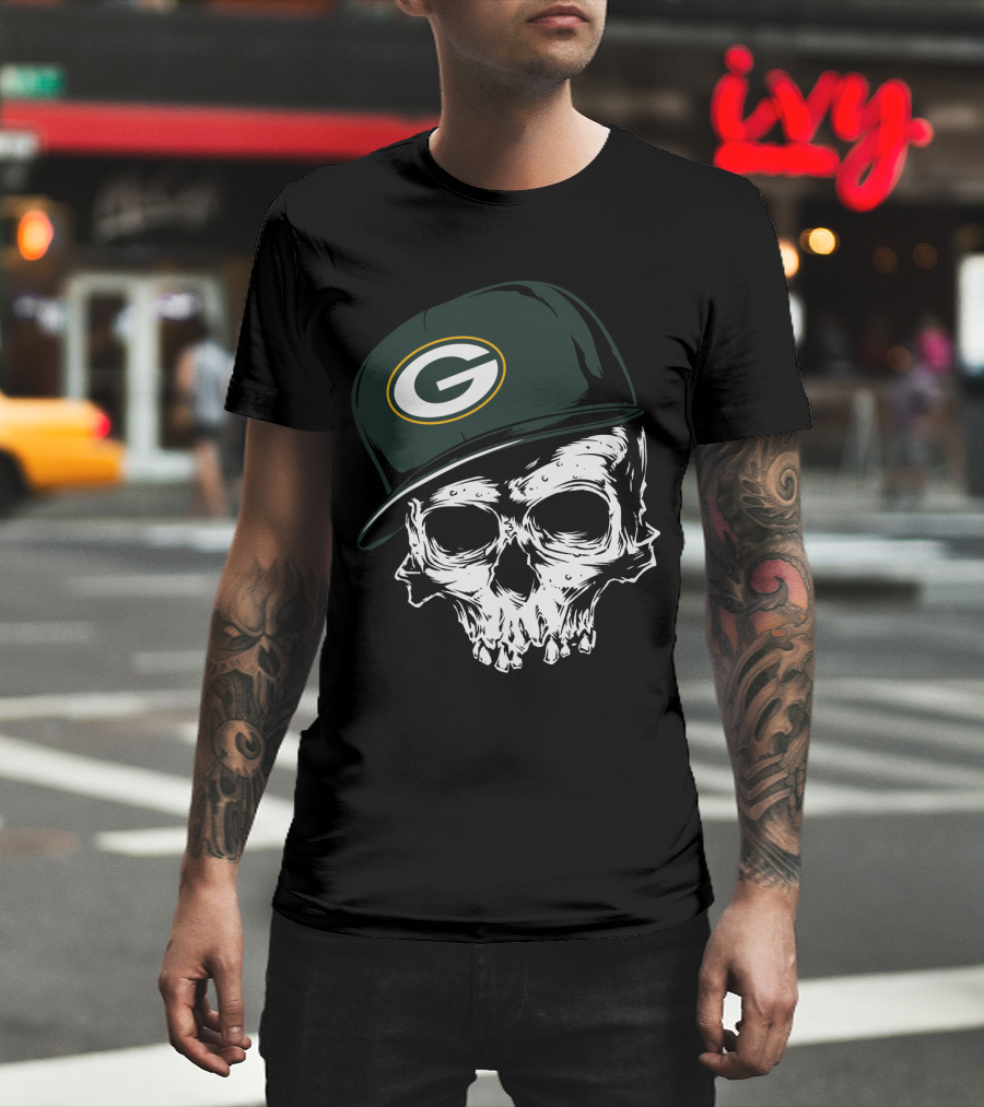 Green Bay Packers Skull Cap T-Shirt