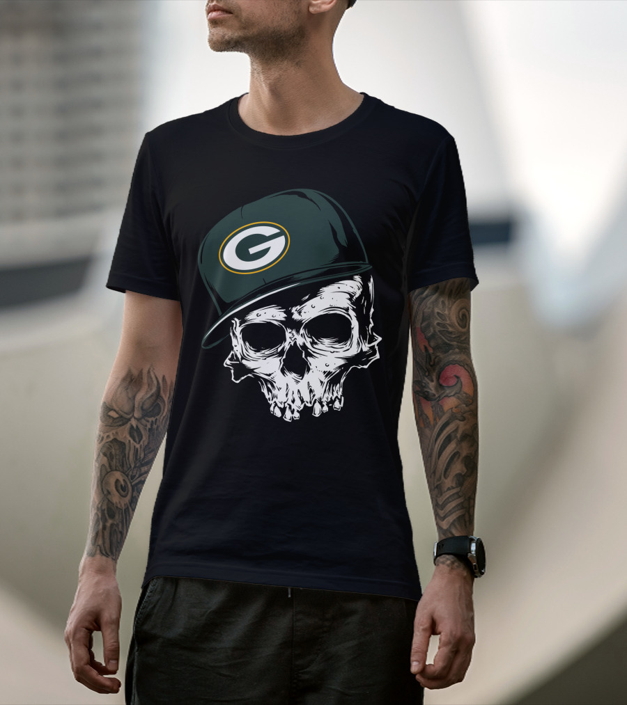 Green Bay Packers Skull Cap T-Shirt