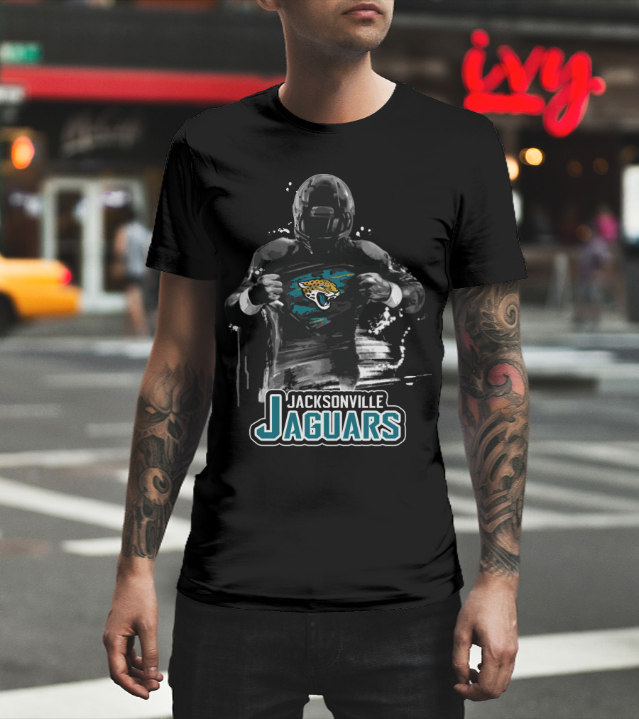 Jacksonville Jaguars Nfl Football Player In Action T-Shirt