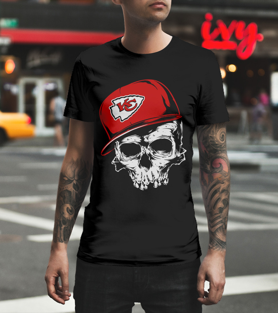 Kansas City Chiefs Skull With Red Cap T-Shirt