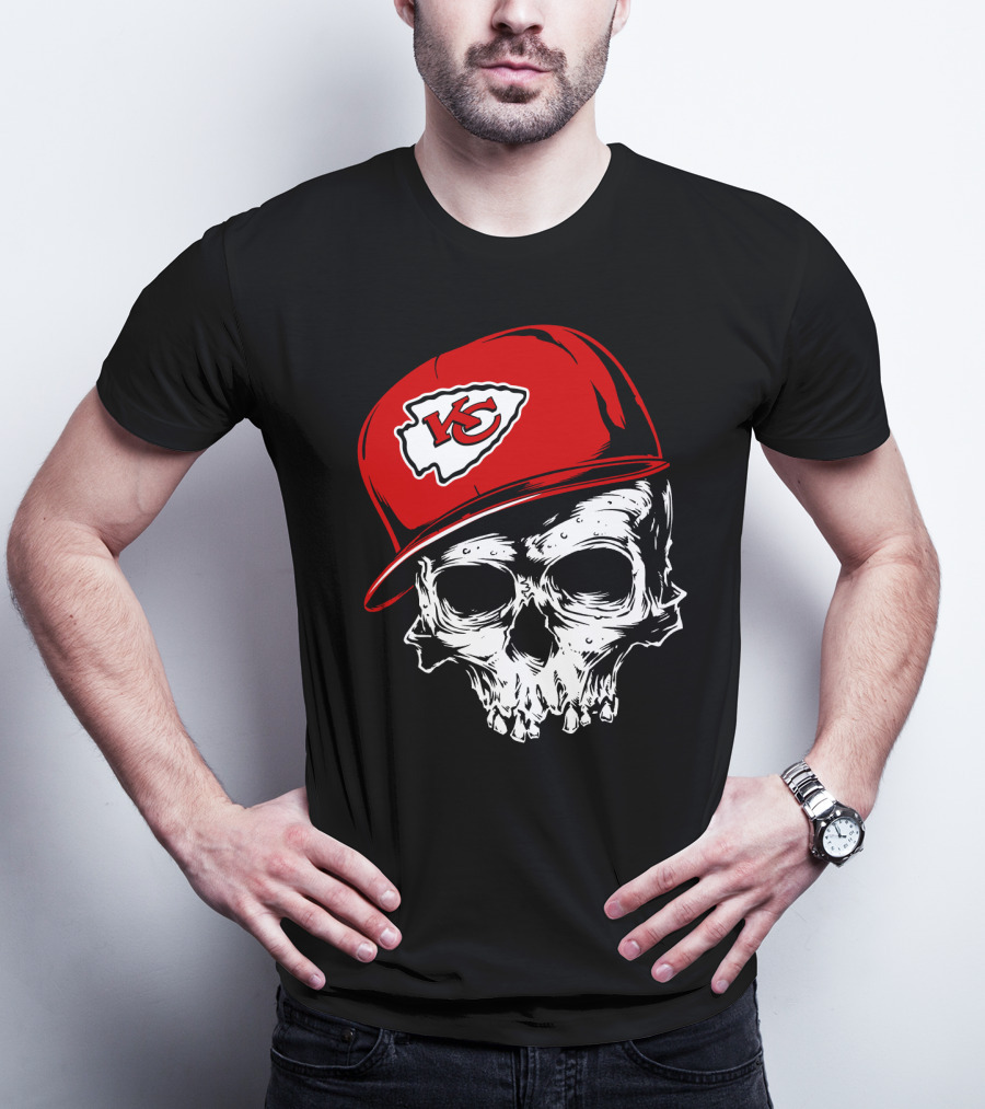 Kansas City Chiefs Skull With Red Cap T-Shirt