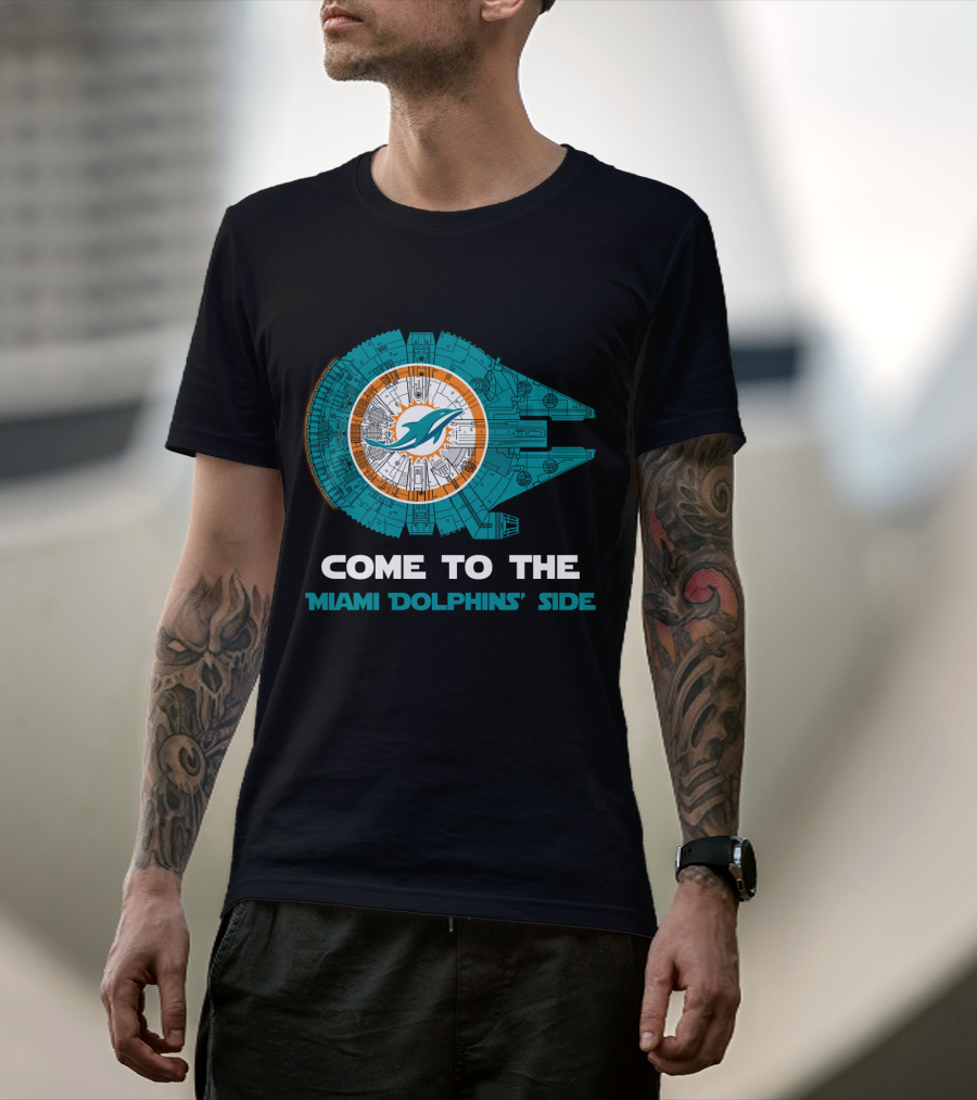 Miami Dolphins Come To The Dolphins' Side Millennium Falcon T-Shirt