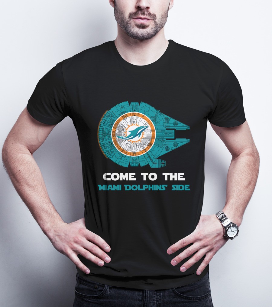 Miami Dolphins Come To The Dolphins' Side Millennium Falcon T-Shirt