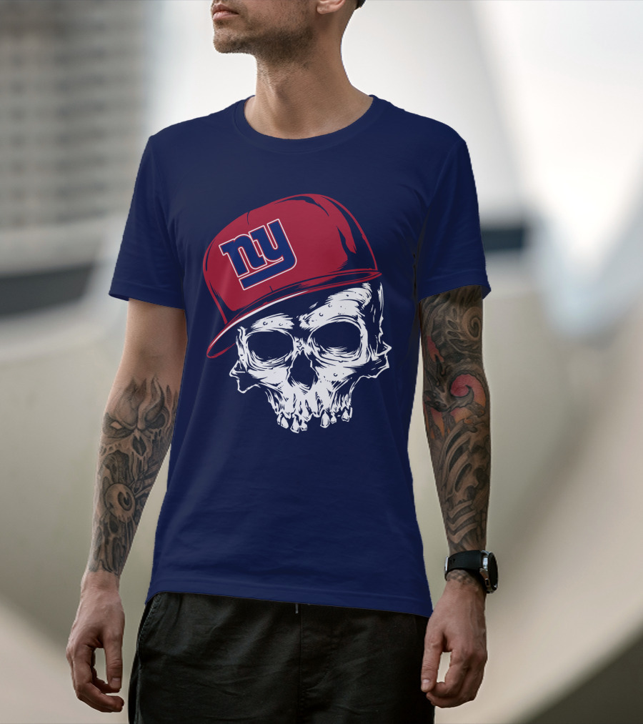 New York Giants Ny Skull Cap Red T-Shirt