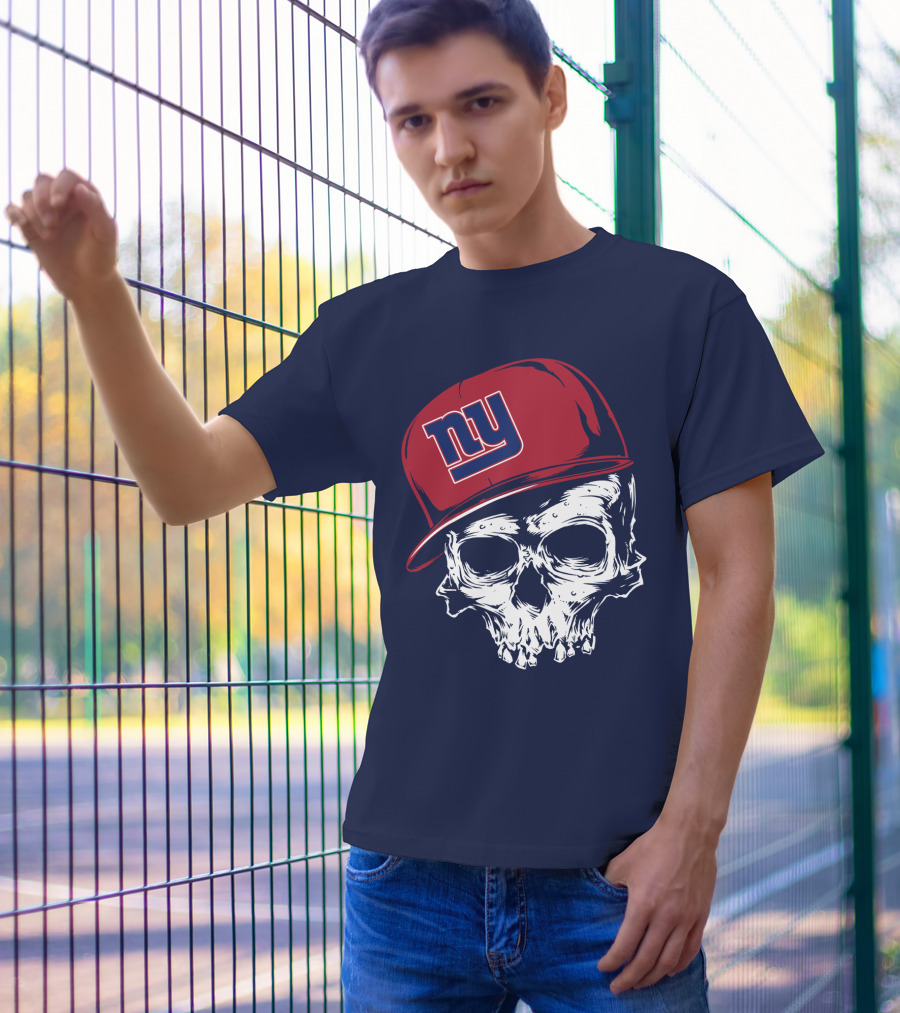 New York Giants Ny Skull Cap Red T-Shirt