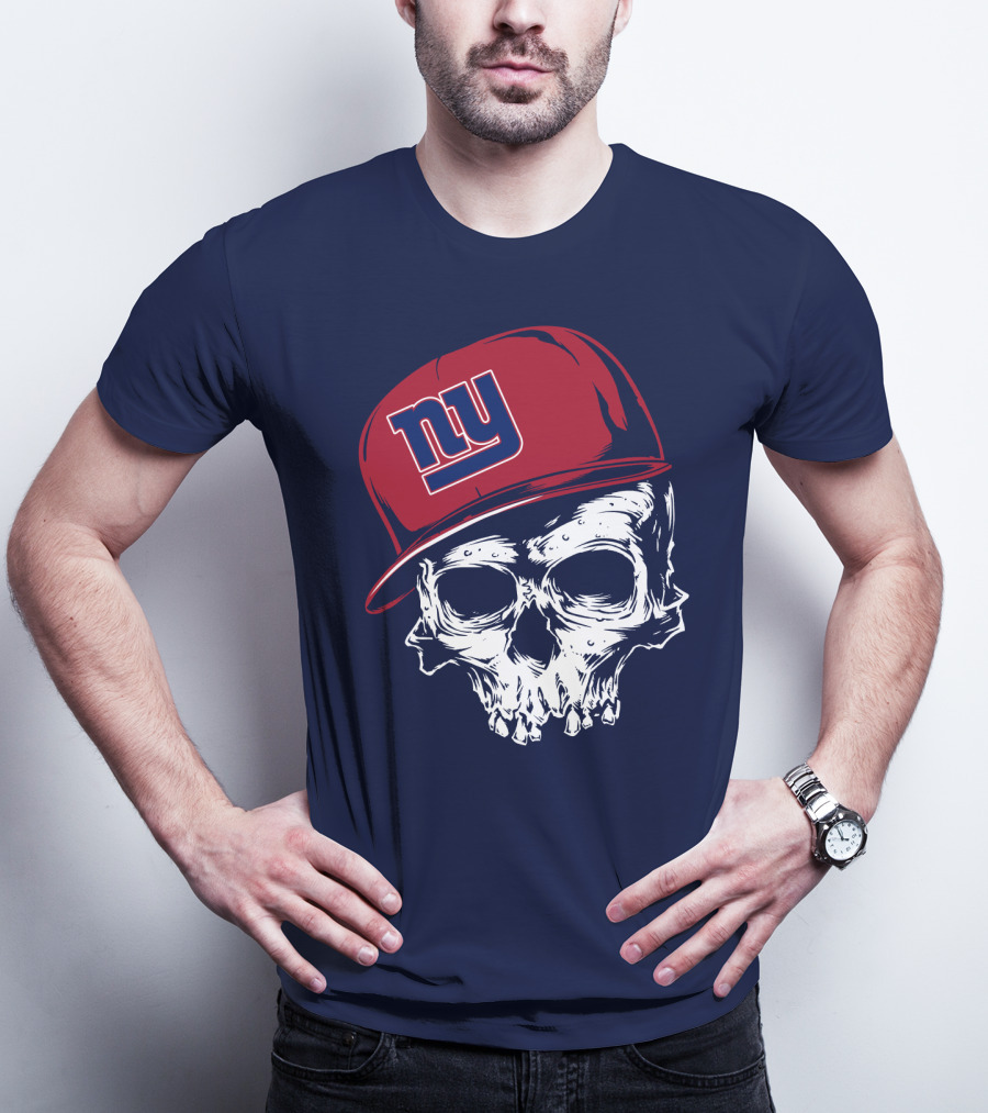 New York Giants Ny Skull Cap Red T-Shirt