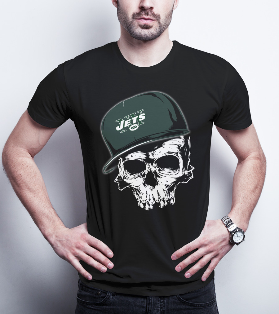 New York Jets Skull With Cap T-Shirt
