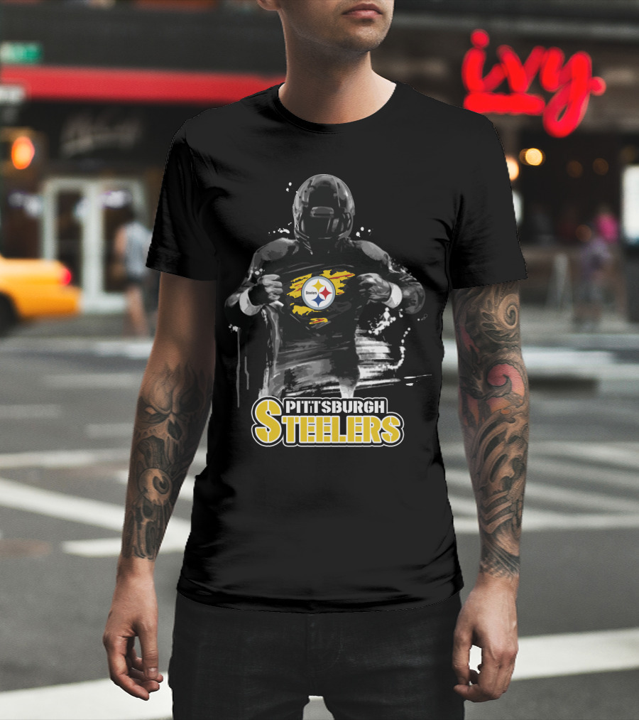 Pittsburgh Steelers Superhero Style Emblem Fan Pride T-Shirt