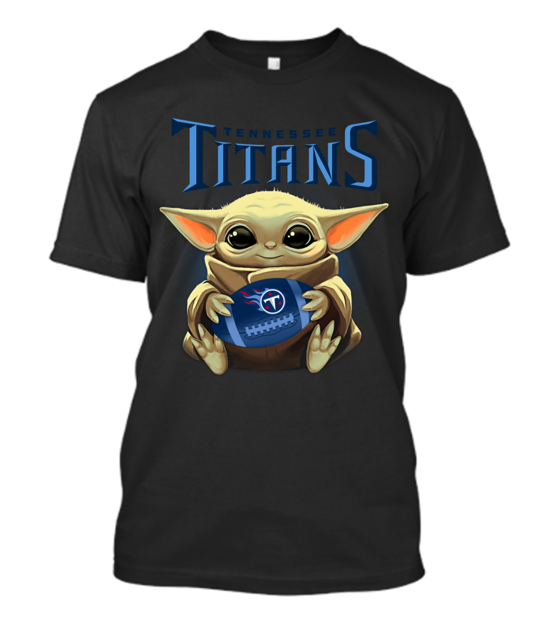 Tennessee Titans Baby Yoda Holding Football T-Shirt